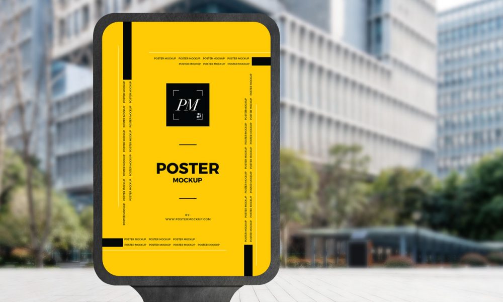 City Street Outdoor Advertisement Vertical Poster Mockup - Poster Mockup