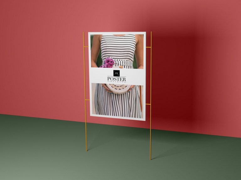 Modern Advertisement Poster Mockup PSD With Stand - Poster Mockup