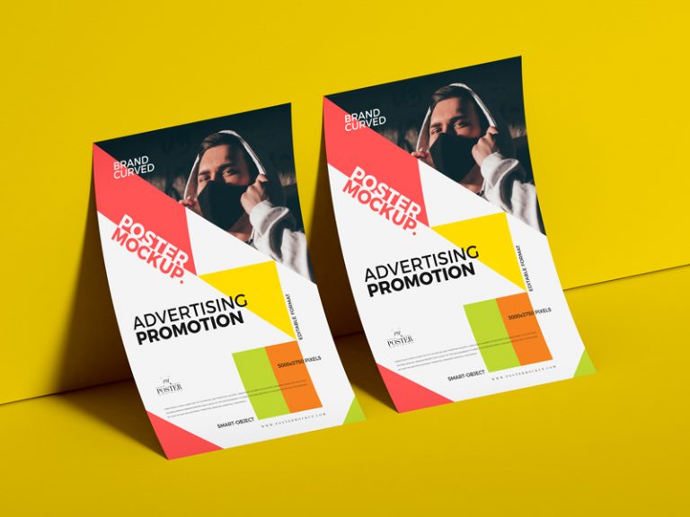 Brand Curved Paper Poster Mockup - Poster Mockup