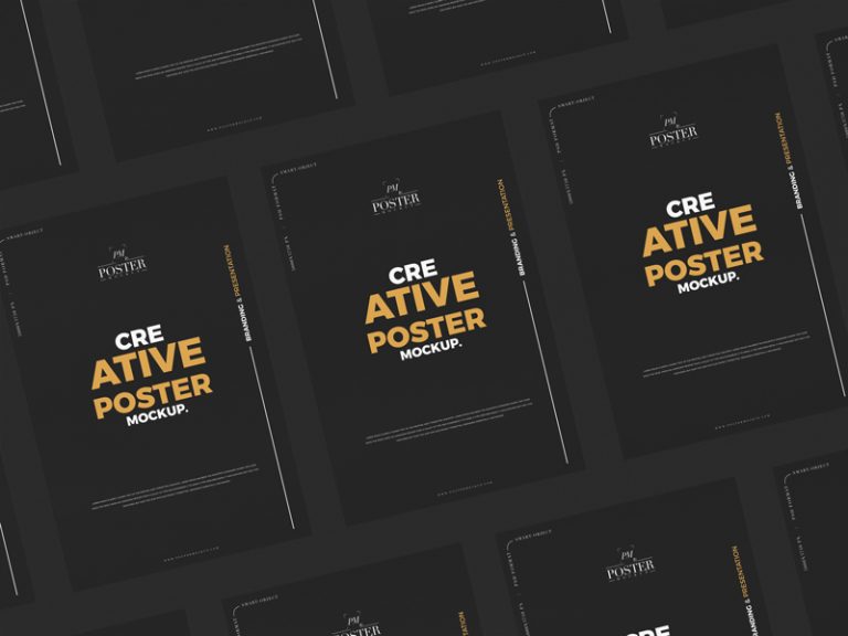 Stylish Grid PSD Poster Mockup - Poster Mockup