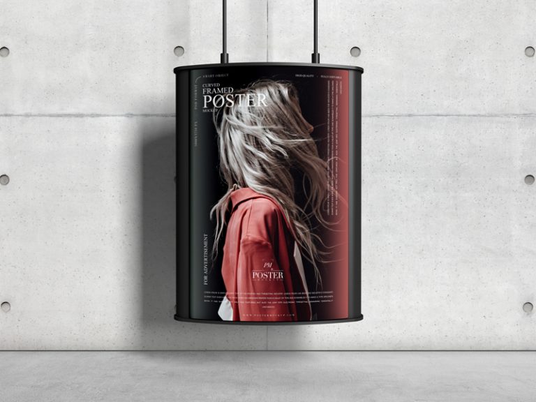 Curved Framed Poster Mockup - Poster Mockup