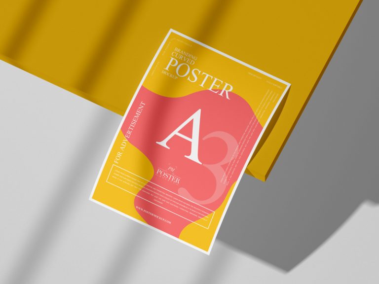 Branding A3 Curved Poster Mockup - Poster Mockup