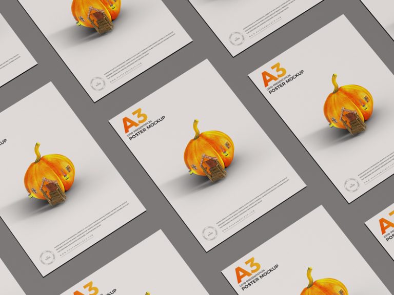 Pro A3 Grid Presentation Poster Mockup - Poster Mockup