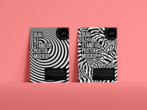 Dual A3 Stand Up Poster Mockup - Poster Mockup