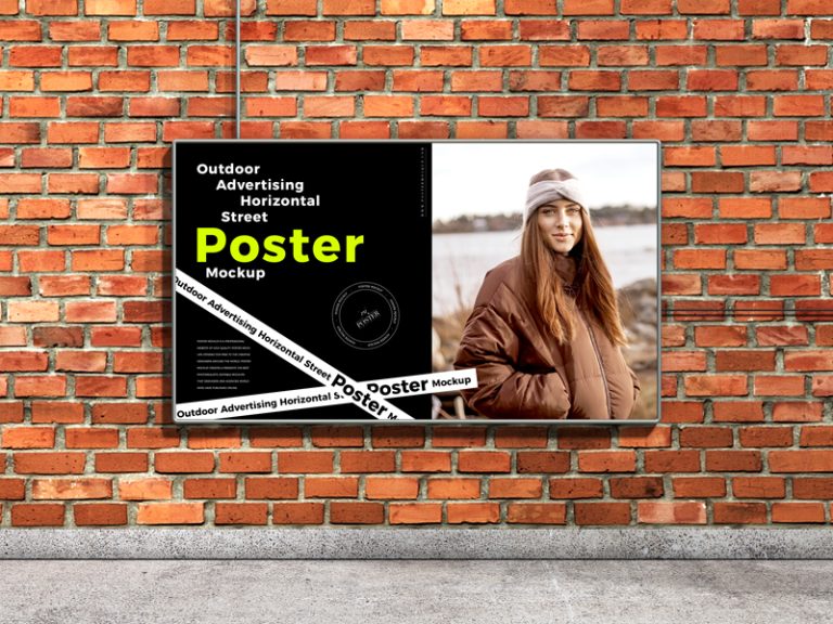 Outdoor Advertising Horizontal Street Poster Mockup - Poster Mockup