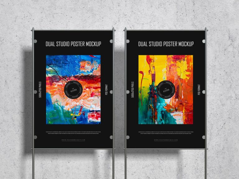Dual Studio Poster Mockup - Poster Mockup