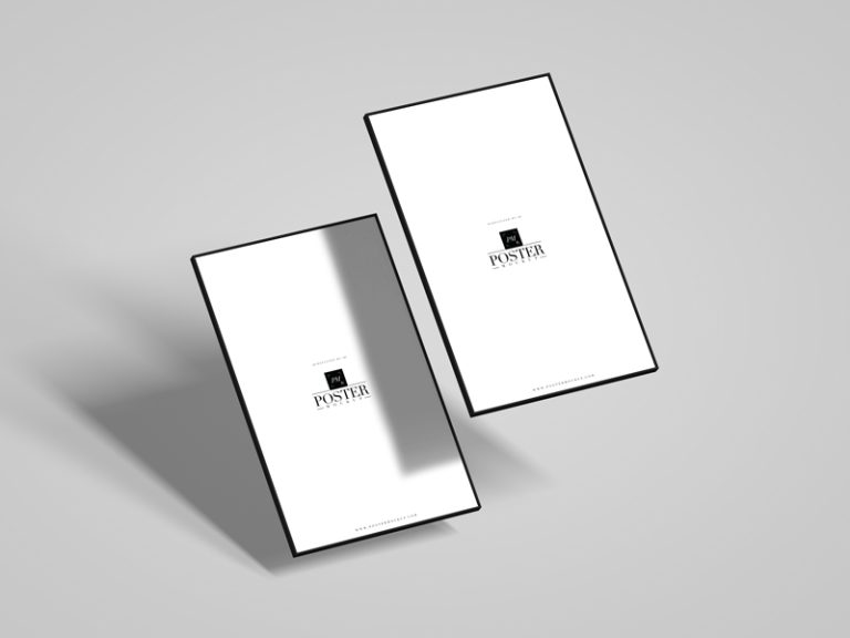 Dual Black Framed Floating Poster Mockup - Poster Mockup