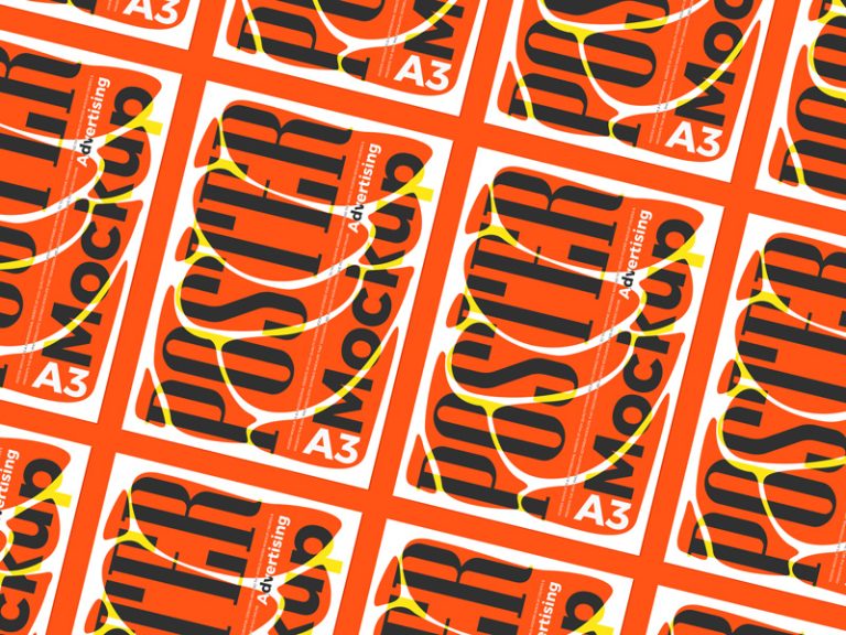Free A3 Grid Advertising Poster Mockup - Poster Mockup