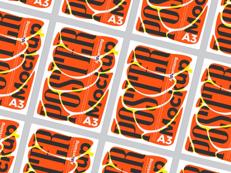 Free A3 Grid Advertising Poster Mockup - Poster Mockup