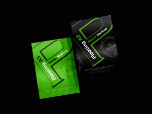 Free Floating A3 Poster Mockup - Poster Mockup