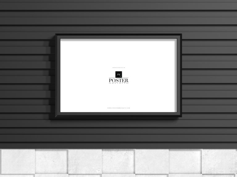 Free Black Framed Horizontal Poster Mockup - Poster Mockup