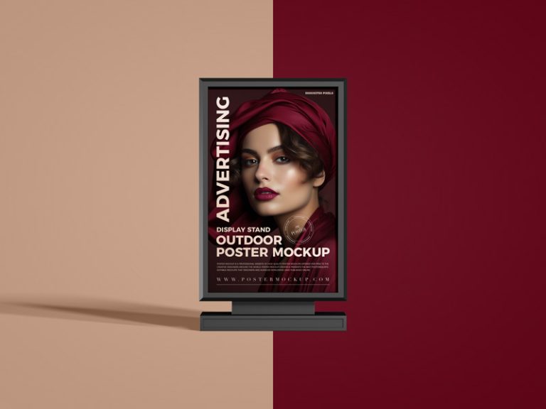 Free Display Stand Outdoor Advertising Poster Mockup - Poster Mockup
