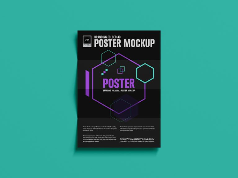 Free Branding Folded A3 Poster Mockup - Poster Mockup