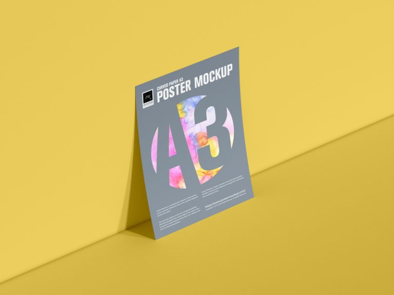 Free Curved Paper A3 Poster Mockup PSD - Poster Mockup