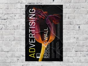 Free Advertising Outdoor Bricks Wall Poster Mockup - Poster Mockup