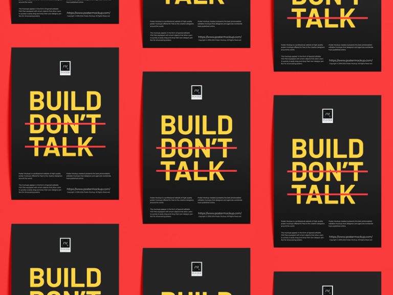 Free A3 Curved Paper Grid Poster Mockup - Poster Mockup